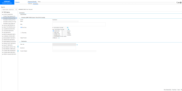 Report Selection pane