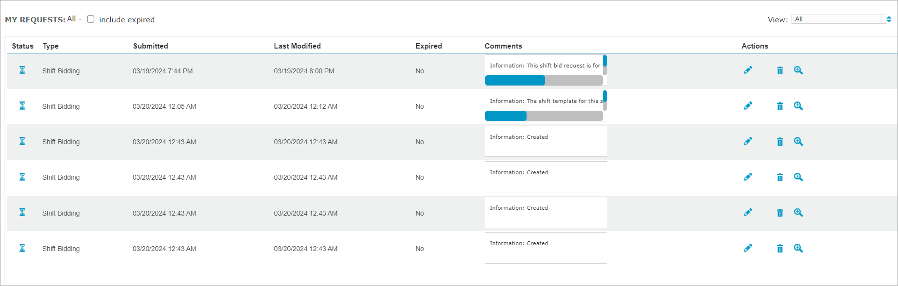 Submit multiple, non-grouped shift bids for a Full Schedule Period auction